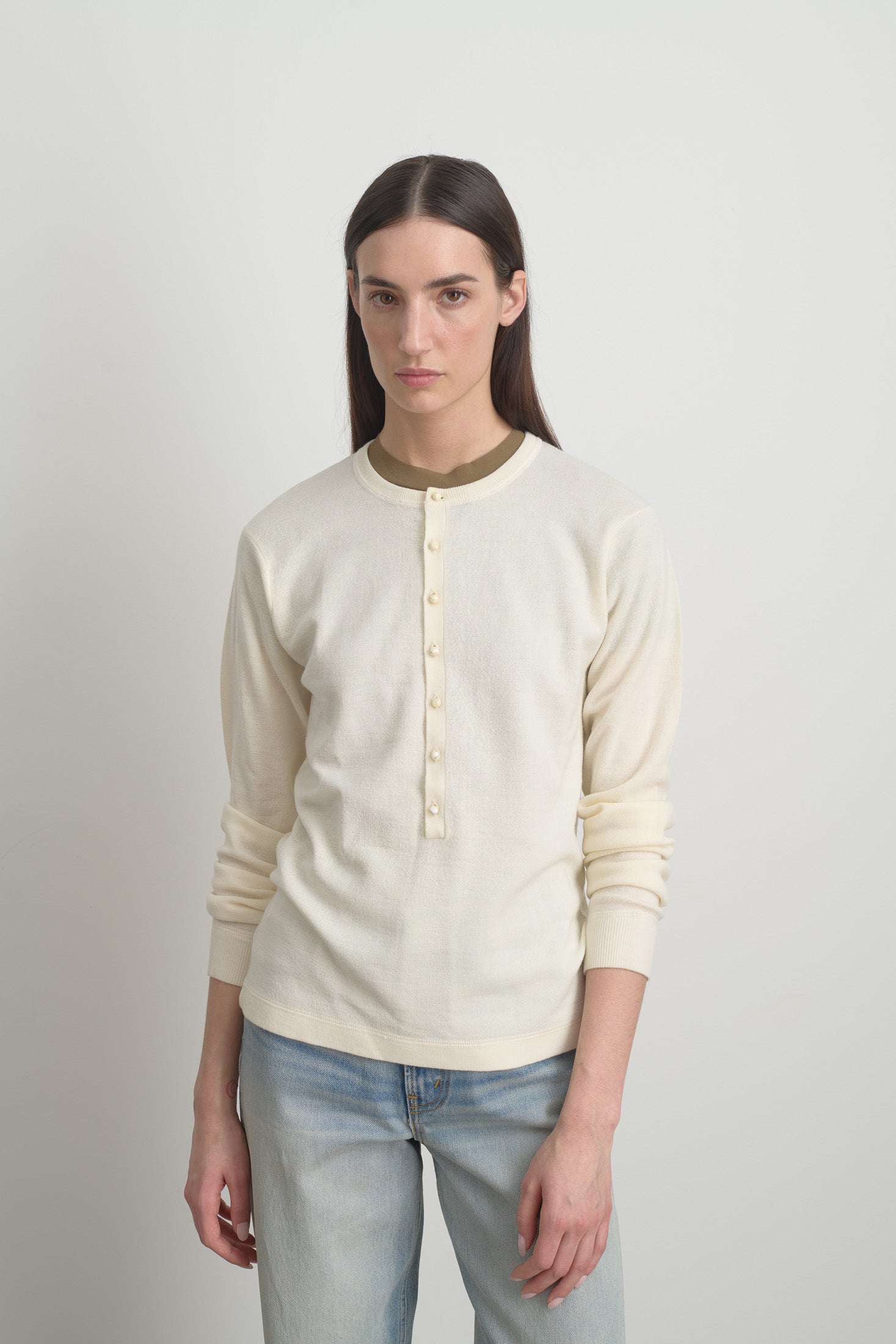 Moore Henley Cream Superfine Merino – B Sides Jeans